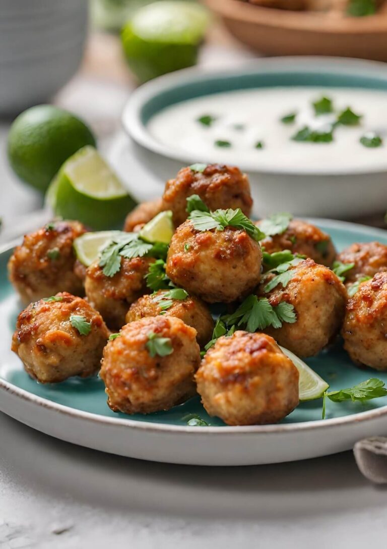 Low Carb Chipotle Chicken Meatballs With Garlic Lime Yogurt Sauce | My ...